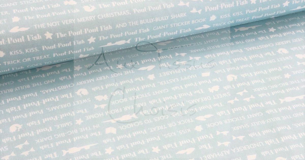 Pout pout fish stories: aqua, 100% cotton