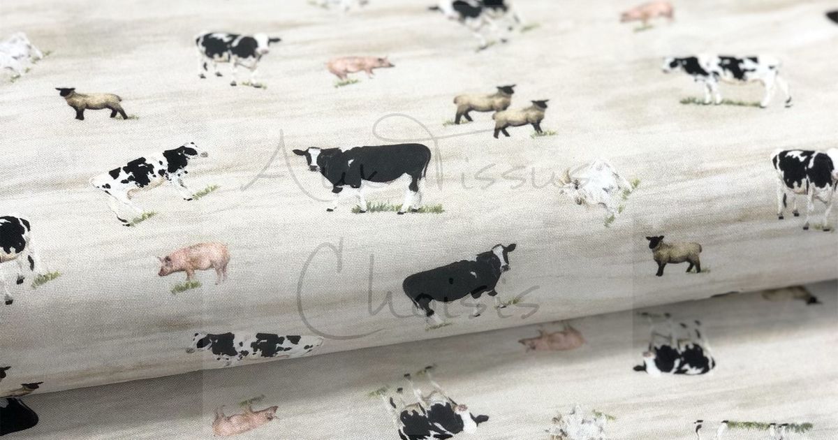 Ferme quilt animal : parchemin, 100% coton