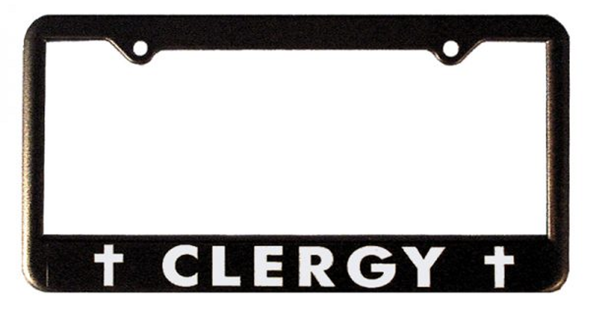 Religious license plate frame