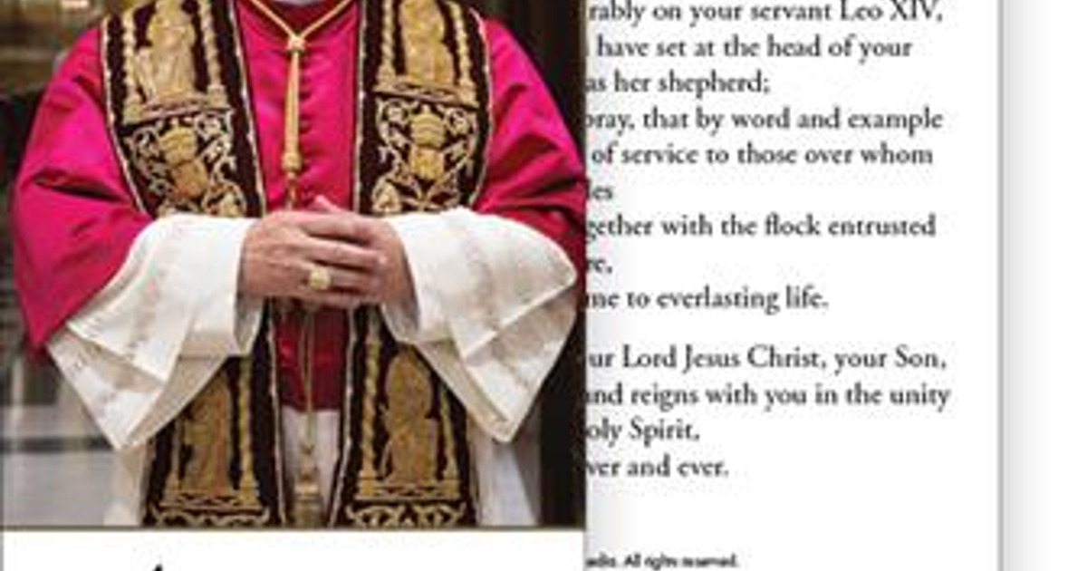 Pope Leo prayer card Canada