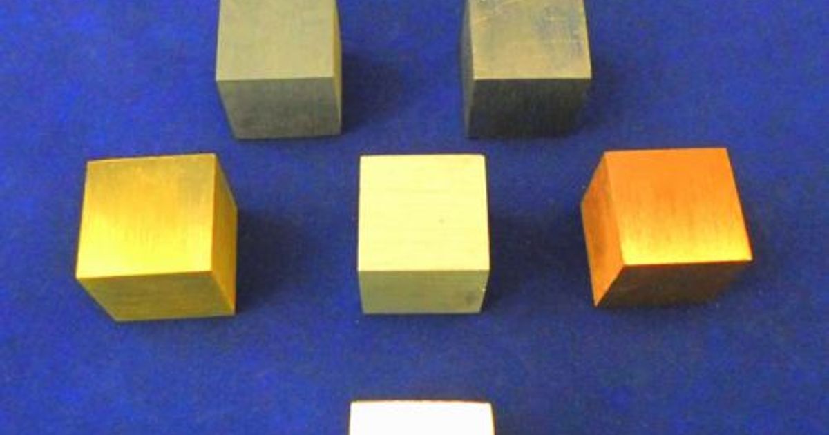 Set of 6 blocks 2 cm, metals