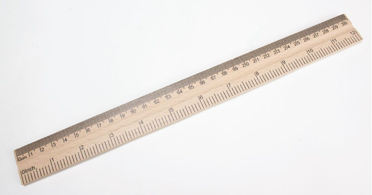 Wooden Ruler 12" / 30.5 cm – Double Bevel, Pencil Groove | Pack of 12 ...