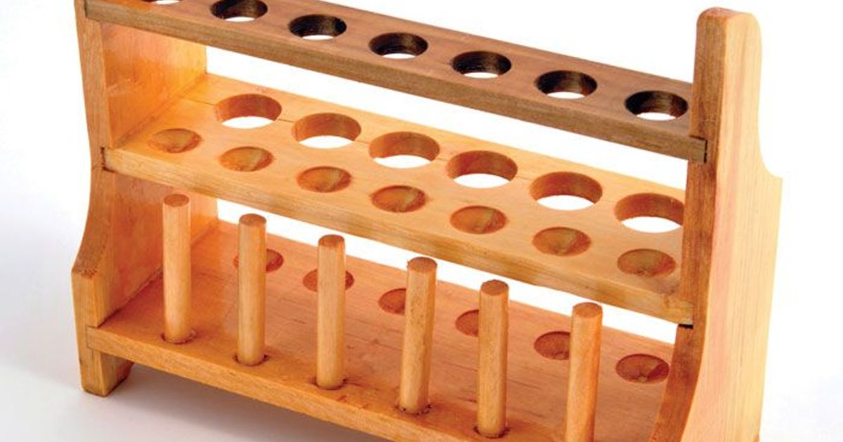 Support pour tubes à essai, 13 tubes, en bois