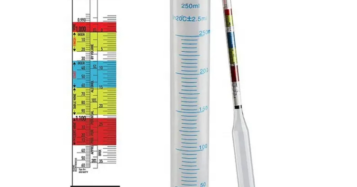 Triple scale hydrometer and 250ml plastic test jar for wine, beer, mead ...