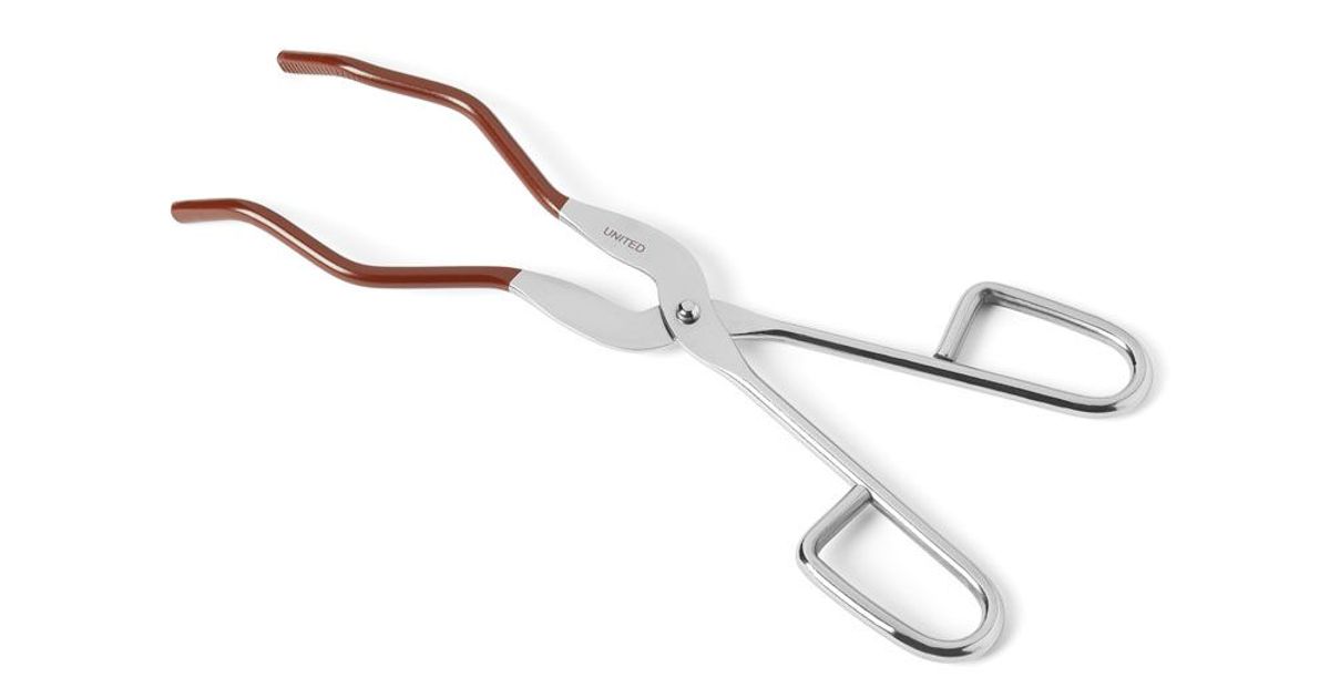United Scientific™ Tongs, Stainless Steel with PTFE Tips