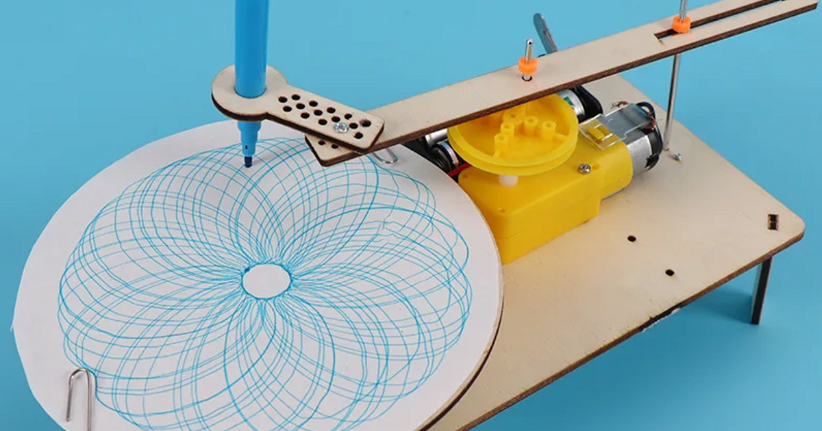 Assembled wooden electric plotter kit for kids creative DIY