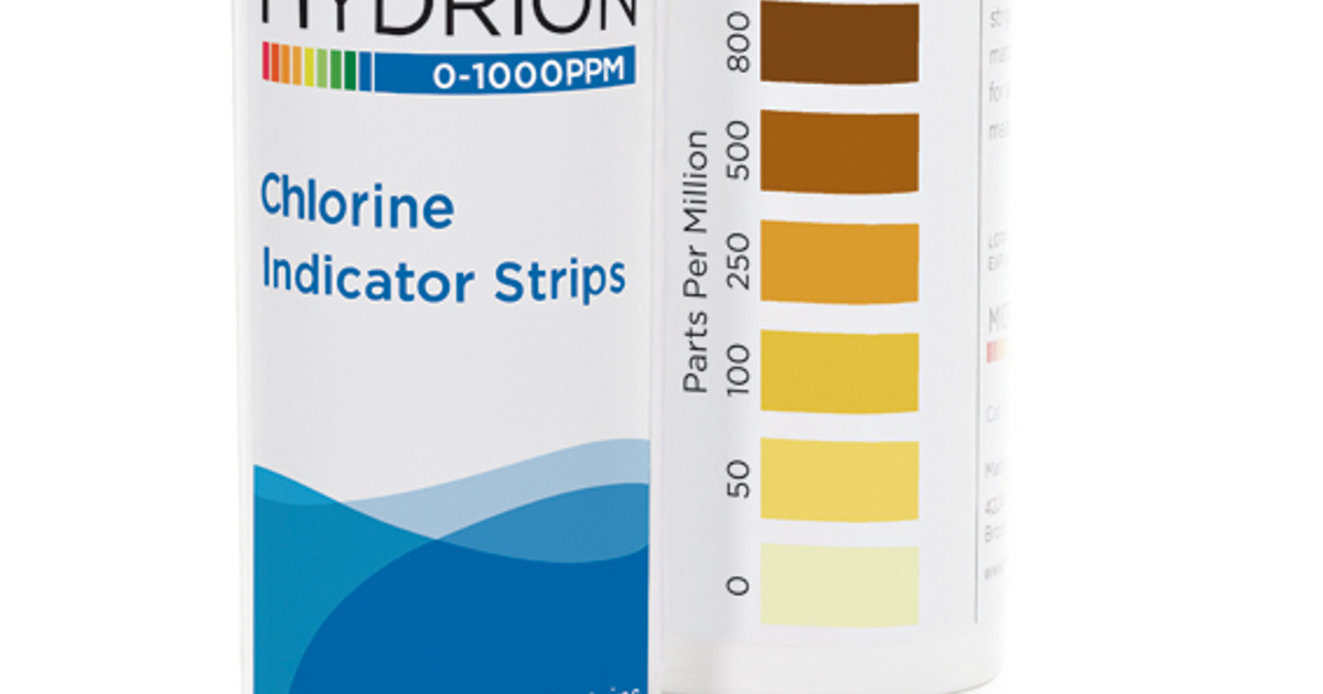 Bandelettes de test au chlore Hydrion 0-1000 ppm — 100 bandelettes par ...