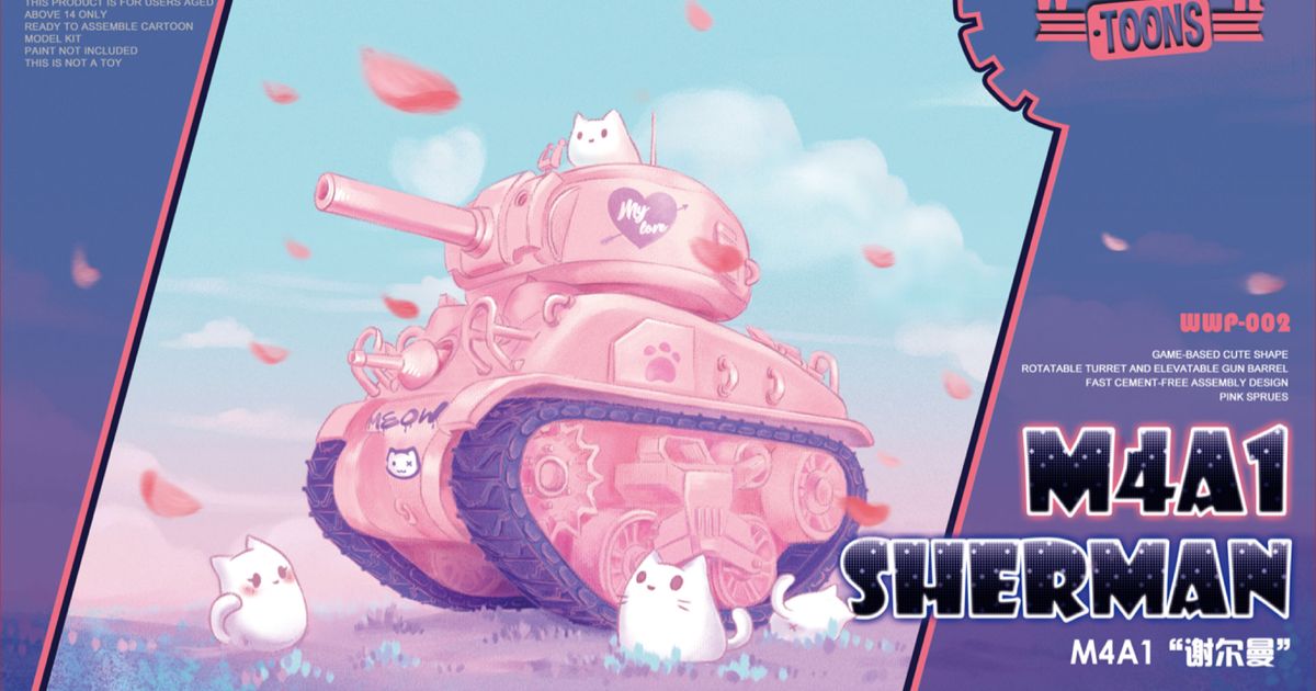 Meng wwp-002 M4A1 Sherman (MODÈLE DE DESSIN ANIMÉ, COULEUR ROSE)