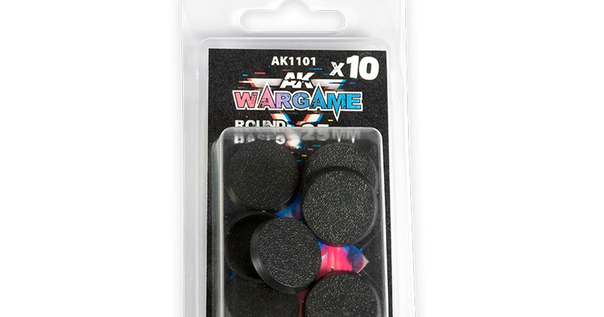AK Interactive 1101 Plastic Wargame Bases. Round Base 25mm (10 Units)