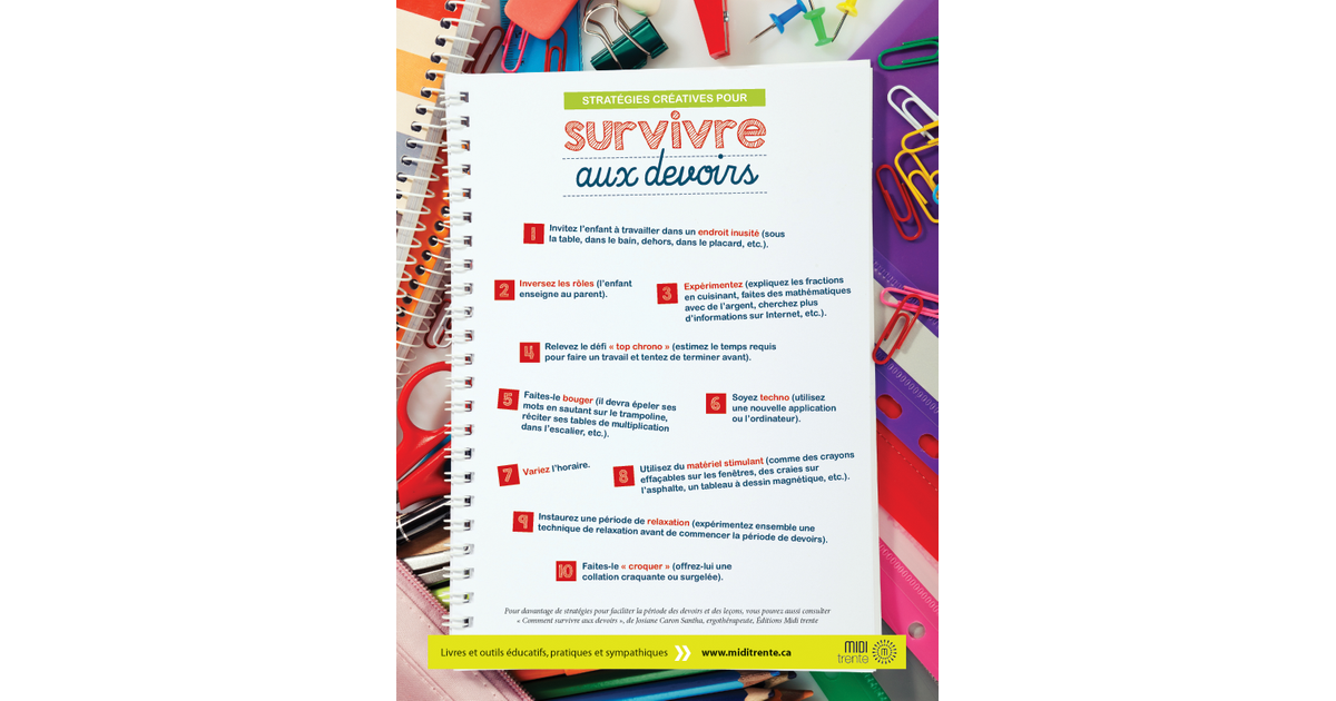 10 stratégies pour faciliter les devoirs|Midi-trucs|ÉditionsMiditrente 10 stratégies pour faciliter les devoirs|Midi-trucs|ÉditionsMiditrente