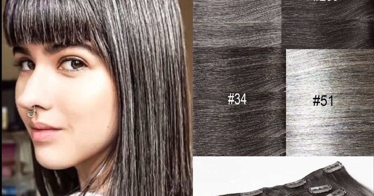 CLIP IN Hair Volumater, CLIP IN Hair extension 100% HUMAN HAIR - Grey ...