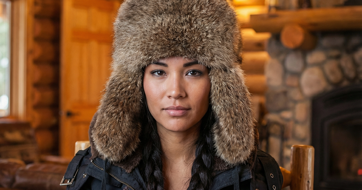 Women's Genuine Rabbit Fur Ushanka Trapper Hat, Coyote Fawn